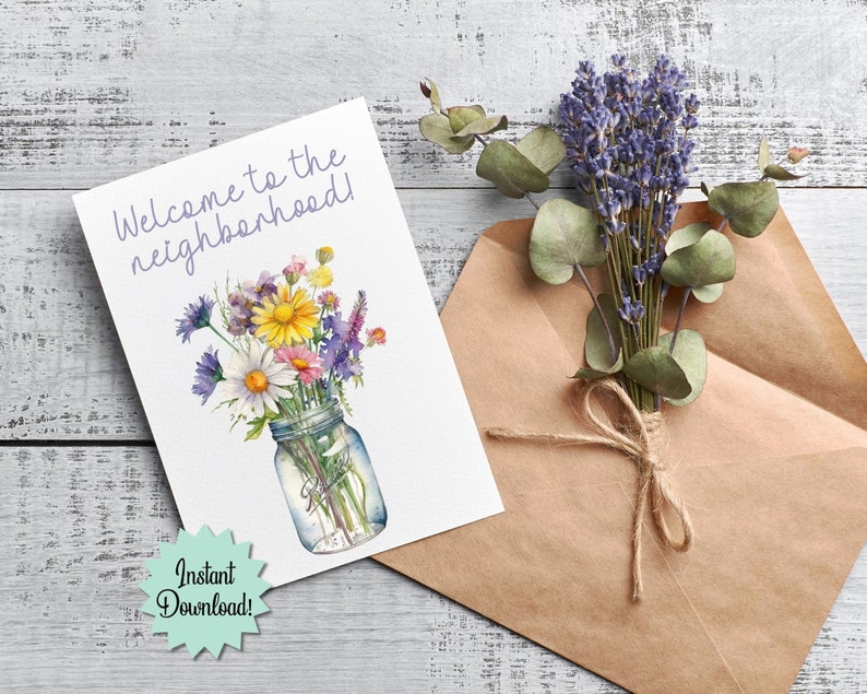 Welcome to the Neighborhood Printable Card Housewarming - Etsy