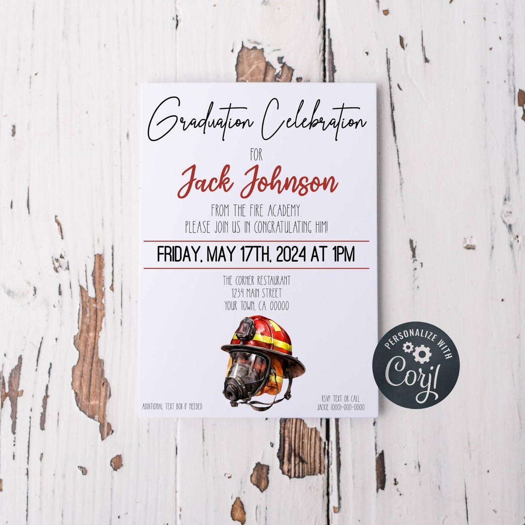 Editable Fire Academy Graduation Party Invitation - Etsy