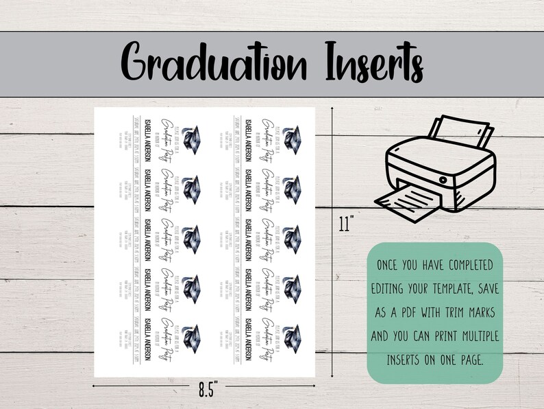 Graduation Party Invitation Template, Graduation Insert - Etsy