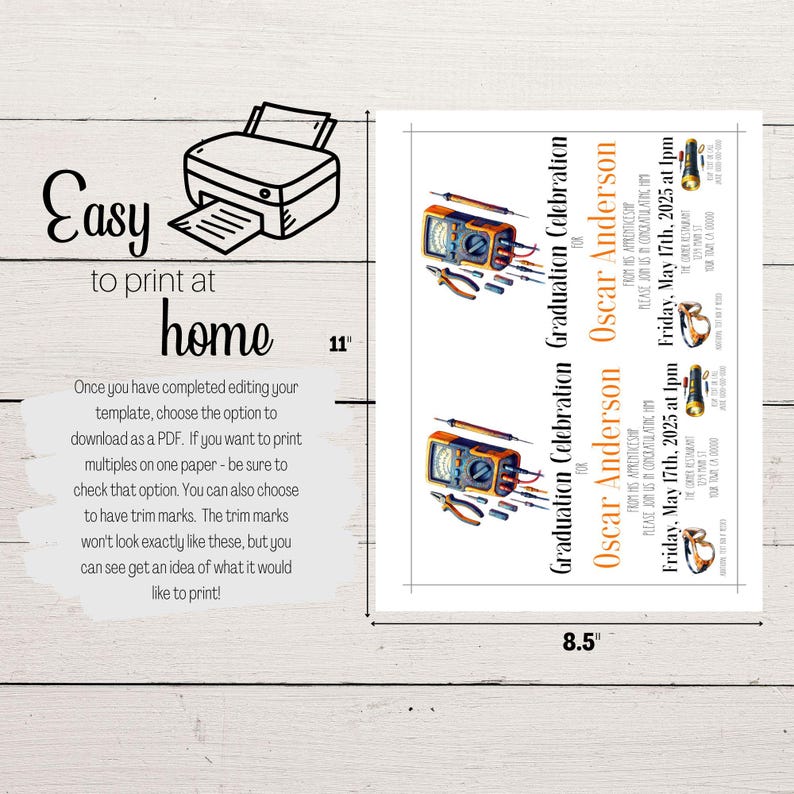 Editable Electrician Graduation Party Invitation - Etsy