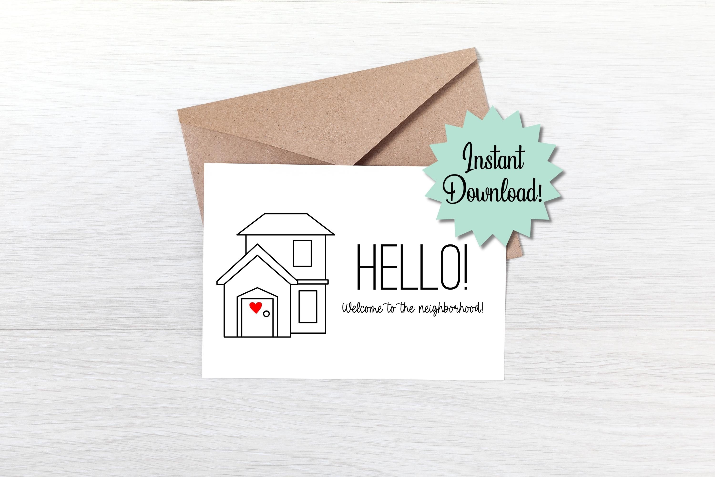 Welcome to the Neighborhood Printable Card, Housewarming Greeting Card ...