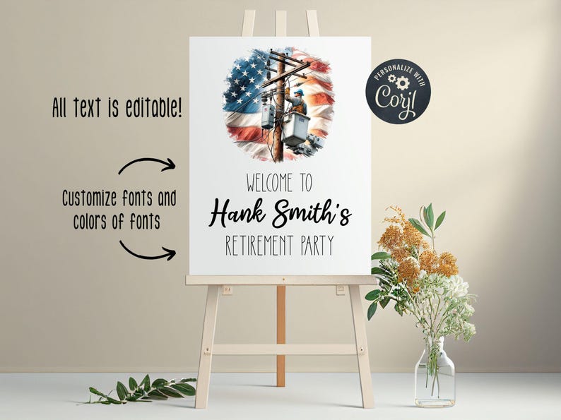 Editable Lineman Retirement Party Sign - Etsy