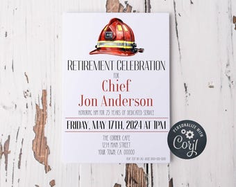 Editable Firefighter Retirement Party Invitation | Fireman Farewell ...