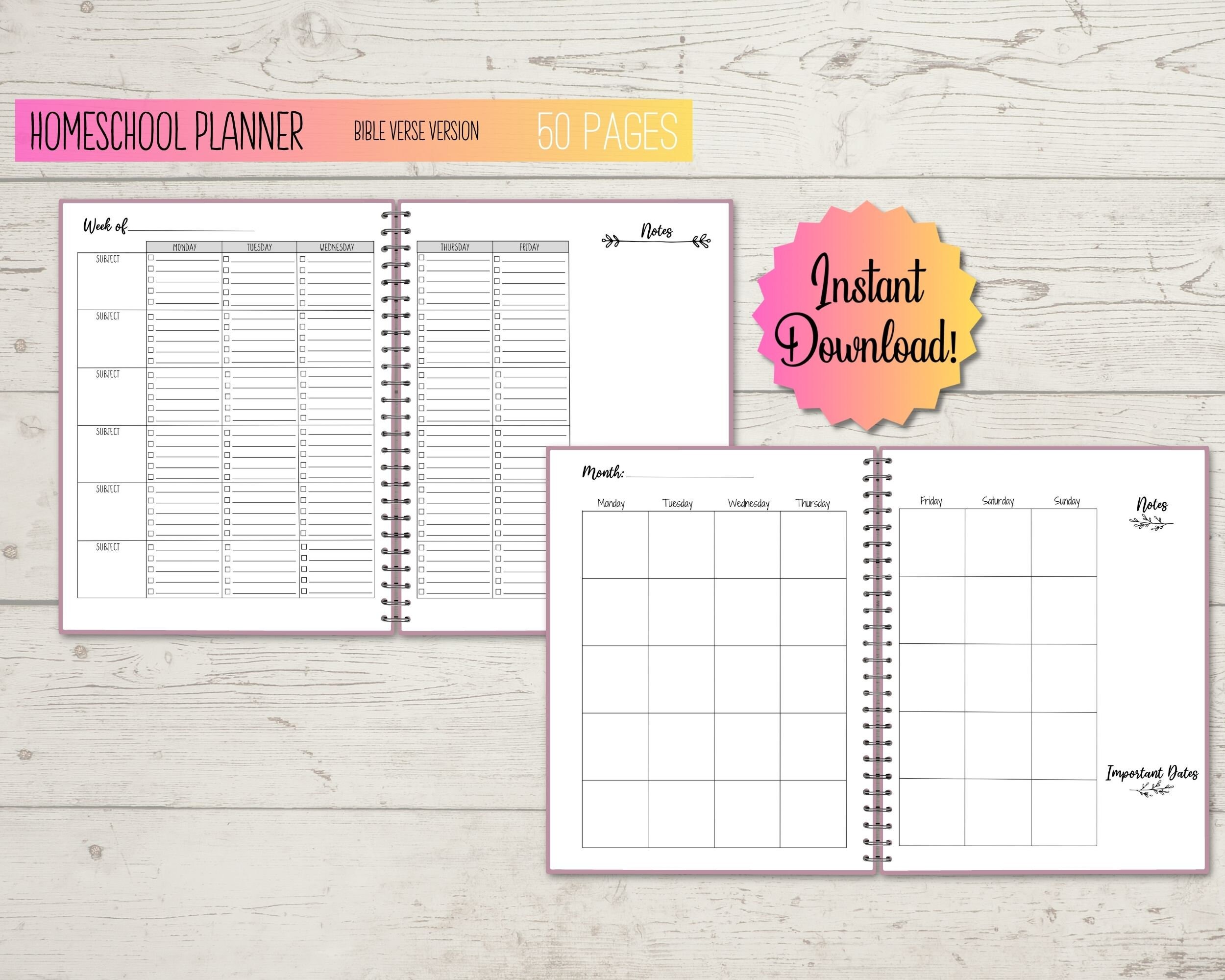 Homeschool Printable Planner Undated Digital Homeschool - Etsy