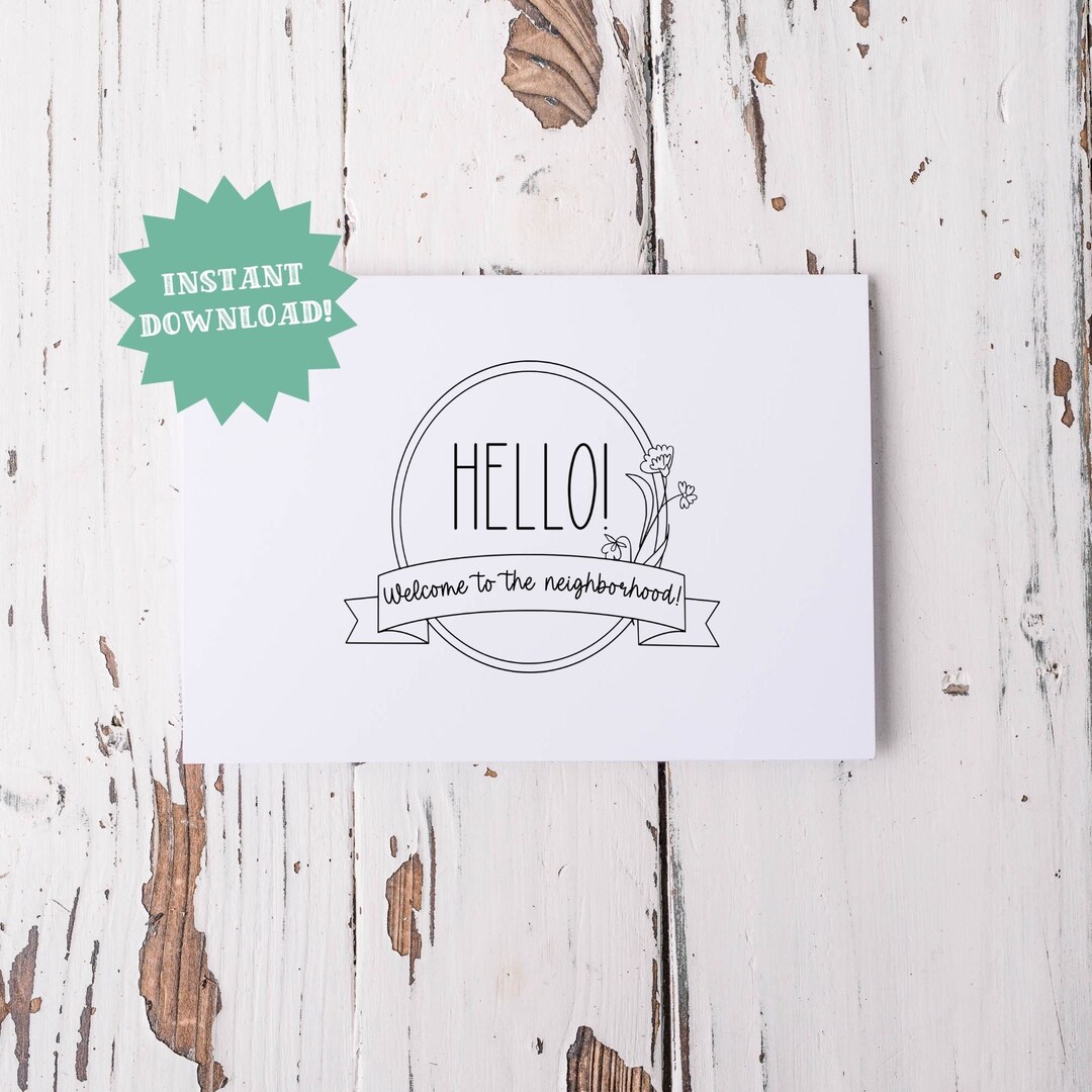 Welcome to the Neighborhood Printable Card, Housewarming Greeting Card ...