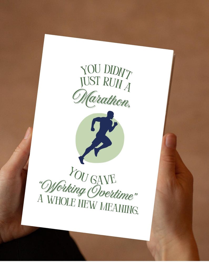 Funny Marathon Congratulations Card: Male/female Runner (digital ...