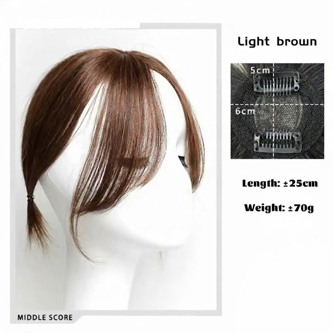 2 Clips Hair Patch With Curtain Bangs, 10 Inch Clip-in by Zebaish Store ...