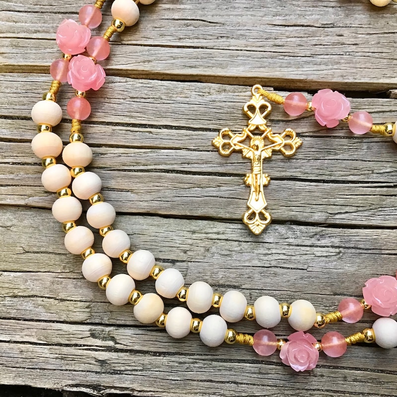 Pink Rosary - Etsy