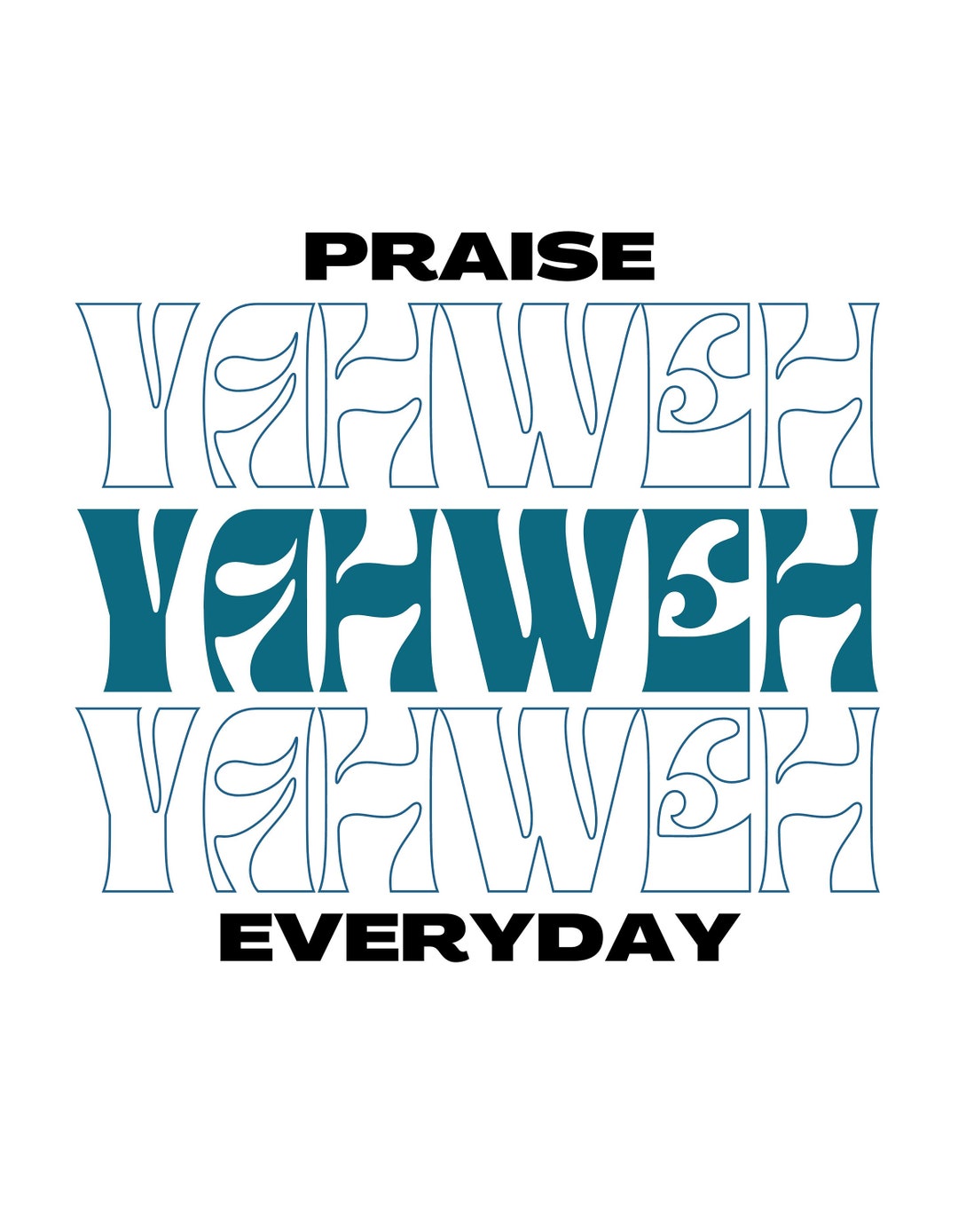 Praise YAHWEH Everyday RETRO Christian Clipart PNG Digital Art File ...