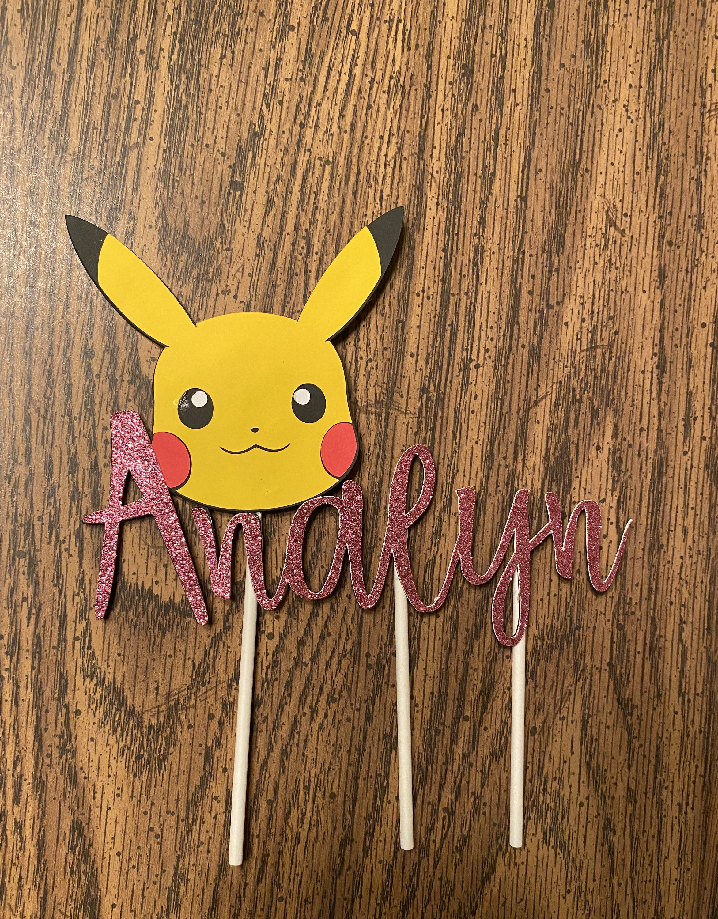 Pokemon Pikachu Personalized Name Cake Topper Script Font - Etsy.de