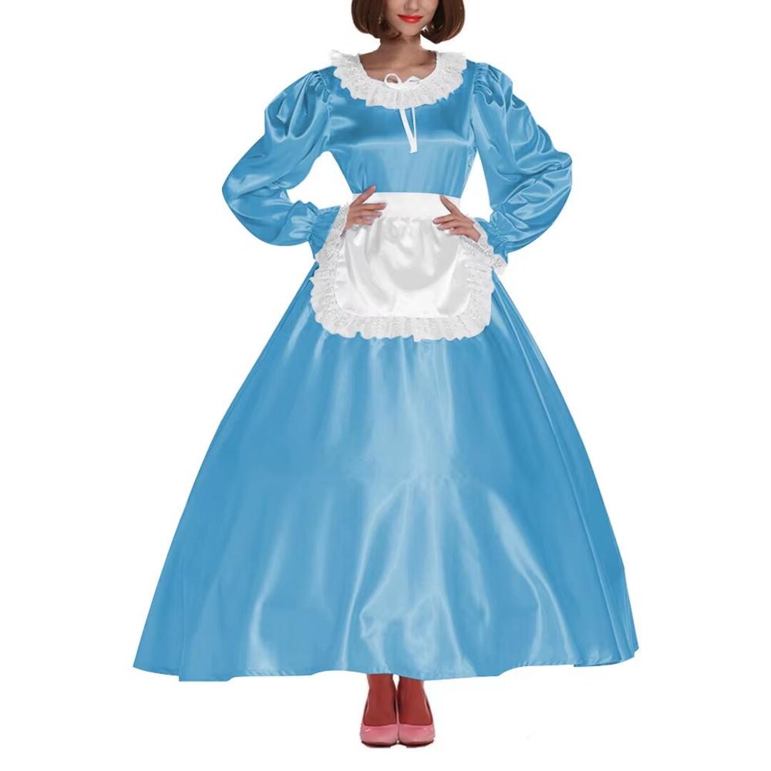 Satin Cosplay Maid Costume Ruffle Lace Uniform Customizable - Etsy
