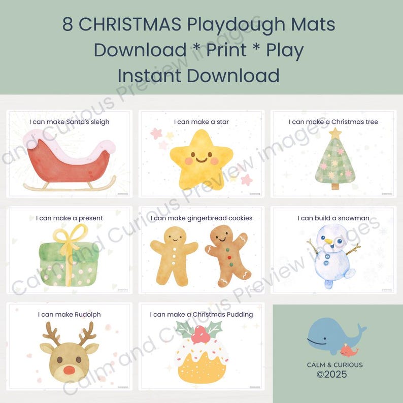 Christmas Playdough Mats | Printable Christmas Sensory Play ...