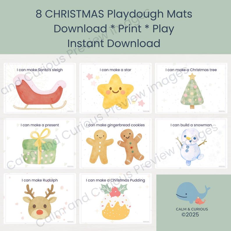 Christmas Playdough Mats | Printable Christmas Sensory Play ...