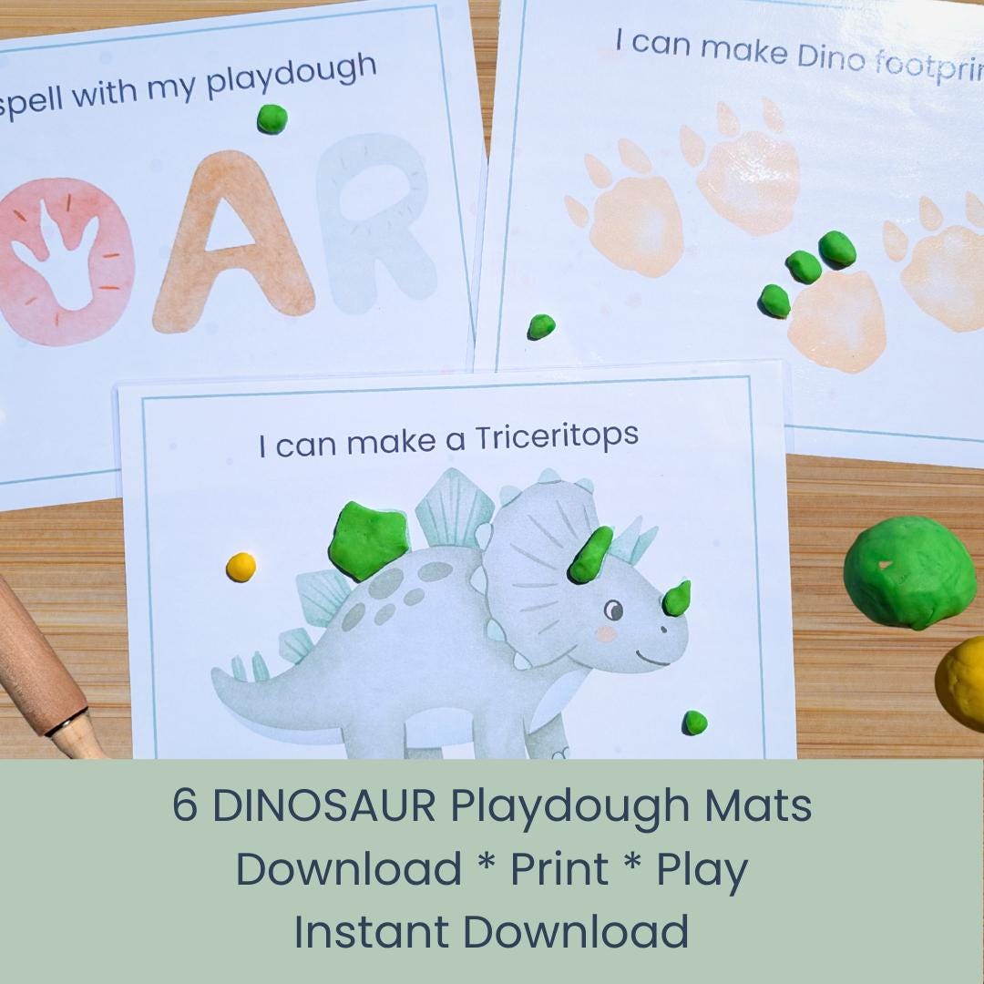 Dinosaur Playdough Mats | 6 Printable Activity Sheets for Kids | Dino ...