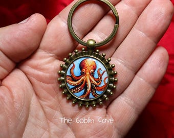 3D Printed Octopus Keychain Octopus Keychain for Car Keys Octopus ...