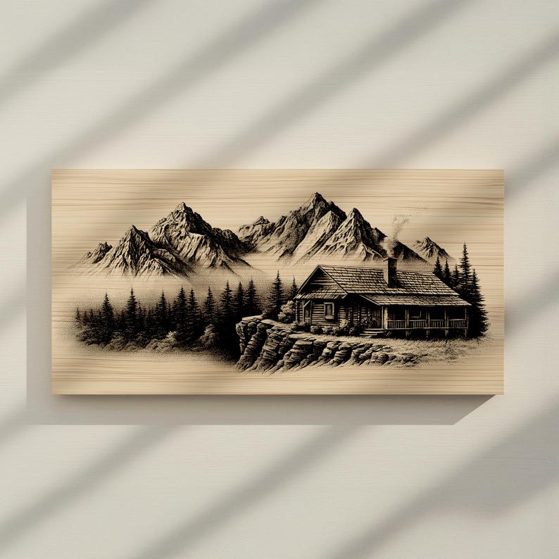 Log Cabin in Cliff Edge PNG | Forest Landscape | Wood and Laser ...