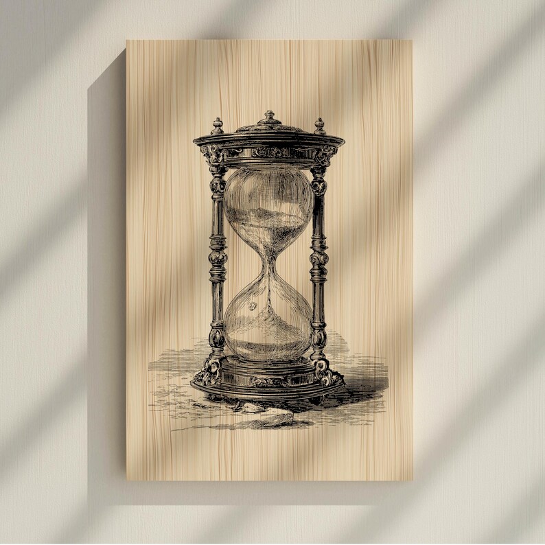 Hourglass Laser Engraving File, Antique Sand Timer PNG for Wood Burning ...