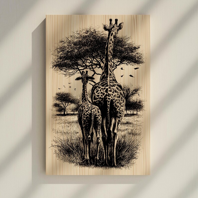 Giraffe Family PNG | Savanna Wildlife| Wood and Laser Engraving File ...