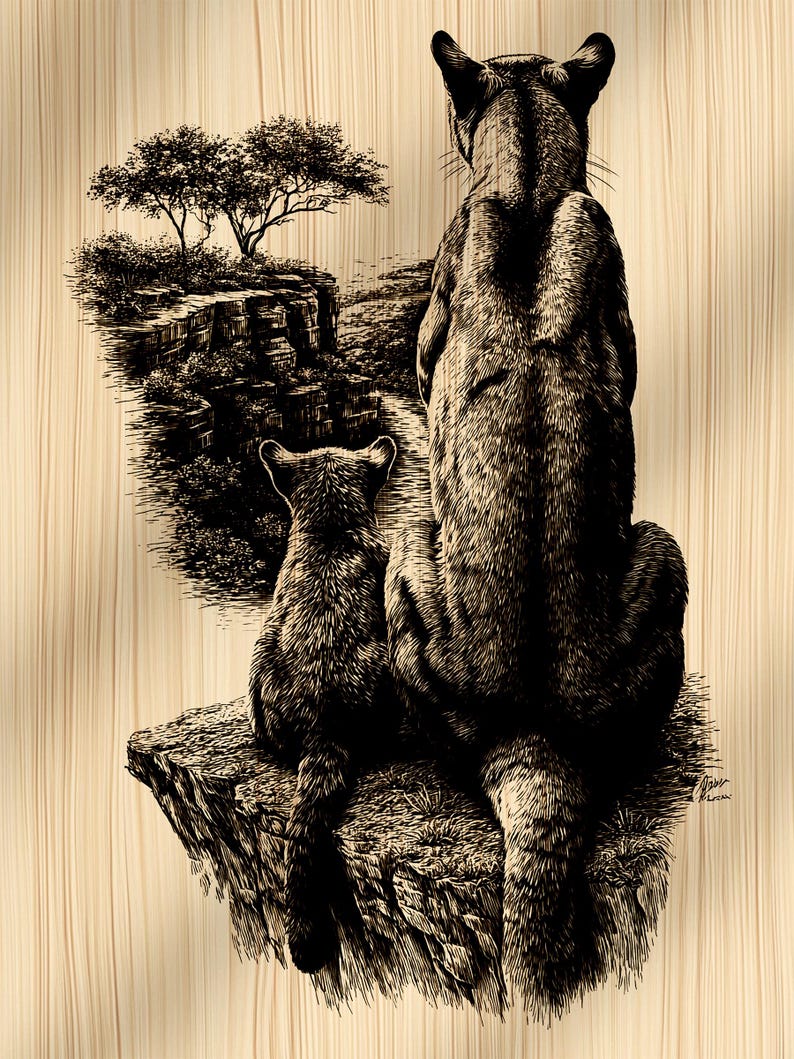 Lioness & Cub PNG | Safari Wildlife | Wood and Laser Engraving File ...