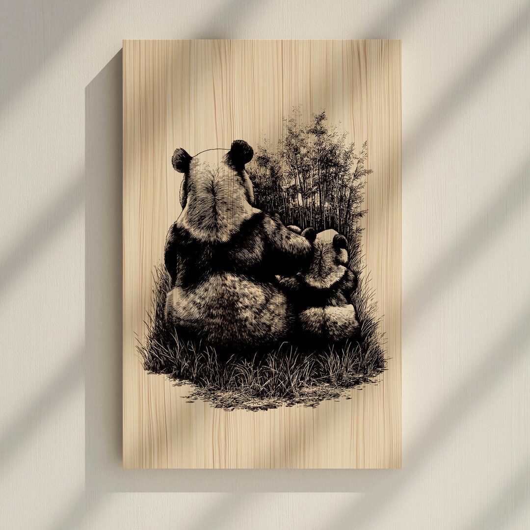 Panda Family PNG | Animal Wildlife | Wood and Laser Engraving File ...