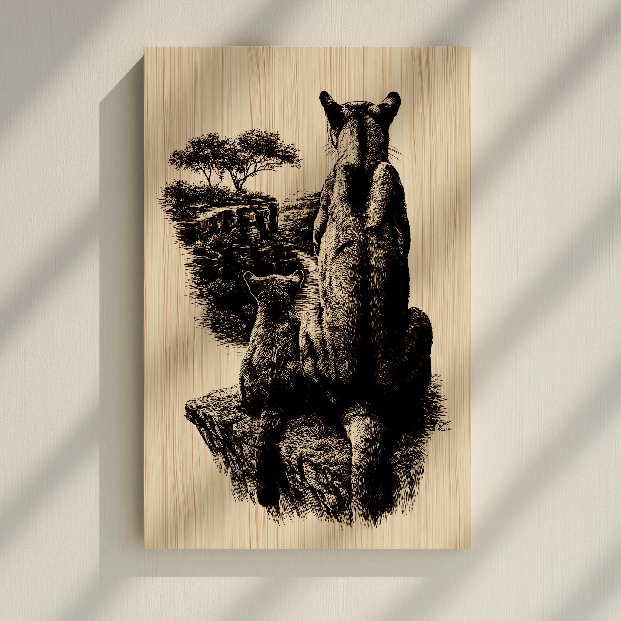 Lioness & Cub PNG | Safari Wildlife | Wood and Laser Engraving File ...