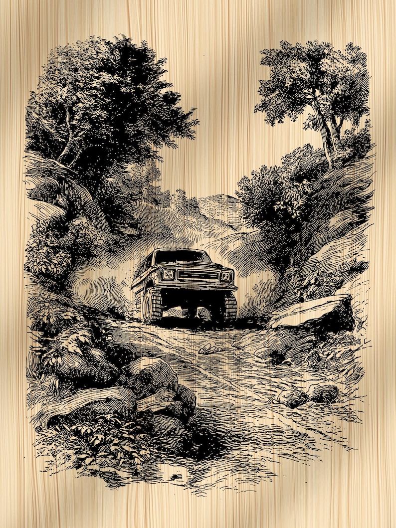 Off Road Car Laser Engraving File, 4x4 Rock Crawler PNG for Wood ...