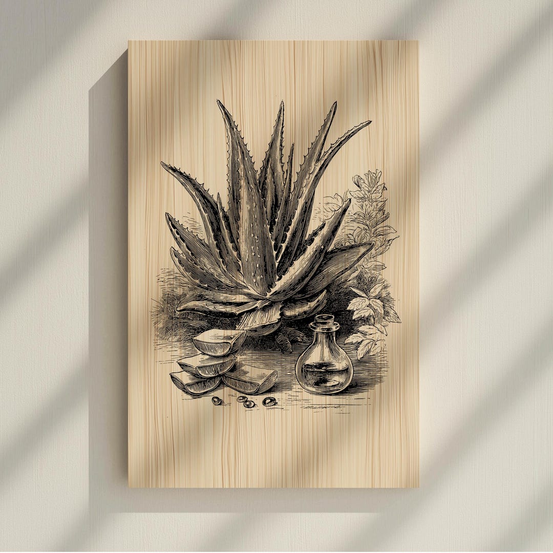 Aloe Vera Plant Laser Engraving File, Botanical Succulent PNG for Wood ...