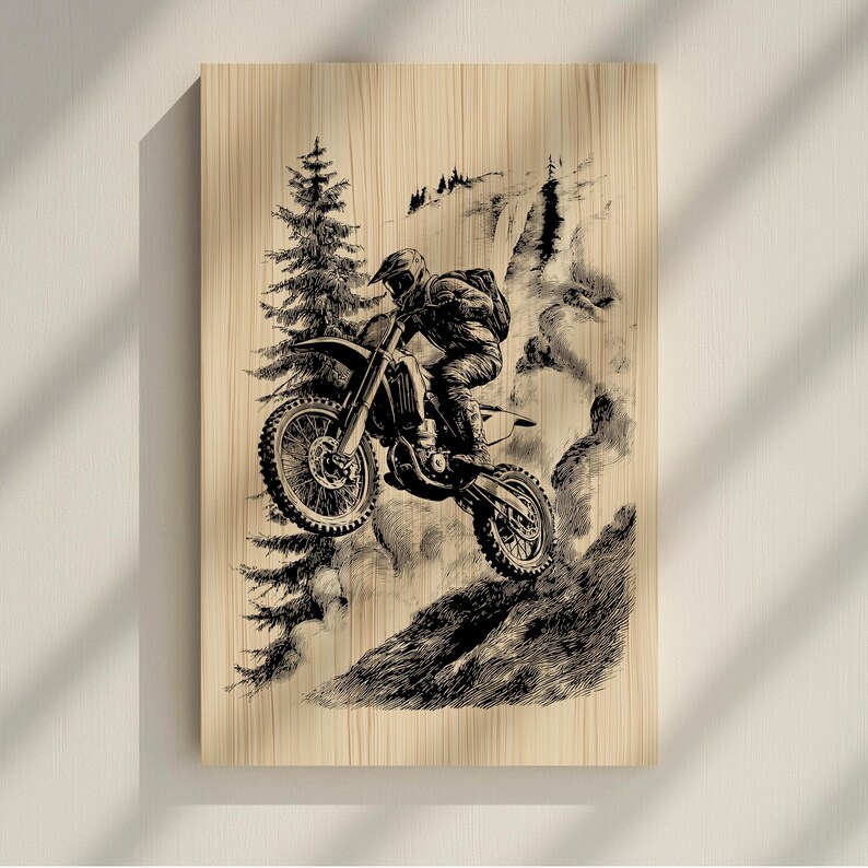 Motocross Laser Engraving File, Dirt Bike PNG for Adventure Wall Art ...