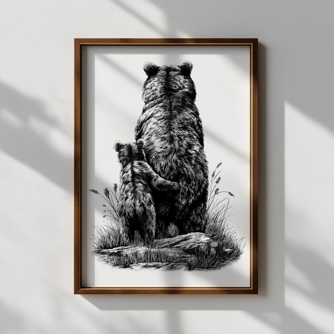 Bear & Cub Laser Engraving File, Parent Cub Rear View PNG for Wood ...