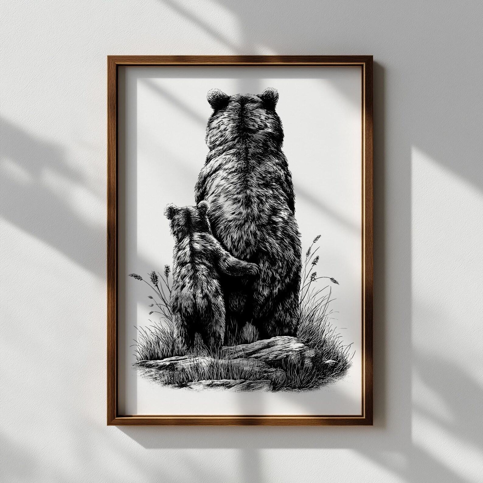 Bear & Cub Laser Engraving File, Parent Cub Rear View PNG for Wood ...