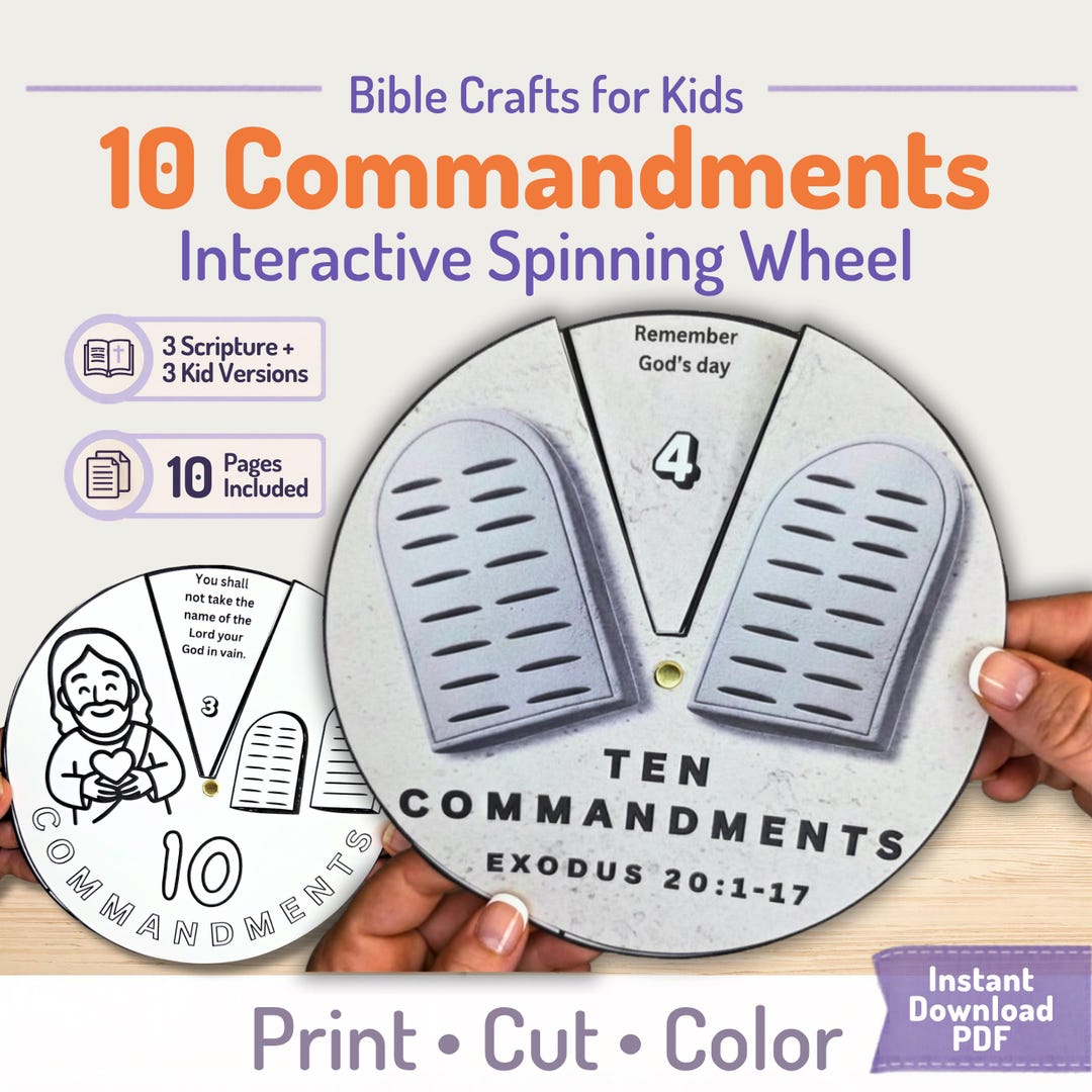 10 Commandments Craft for Kids | Bible Spinner Wheel | Sunday School ...