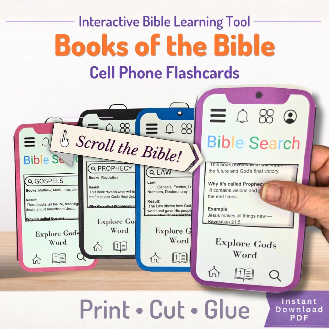 Books of the Bible Activity for Kids | Cell Phone Flashcards | Bible ...