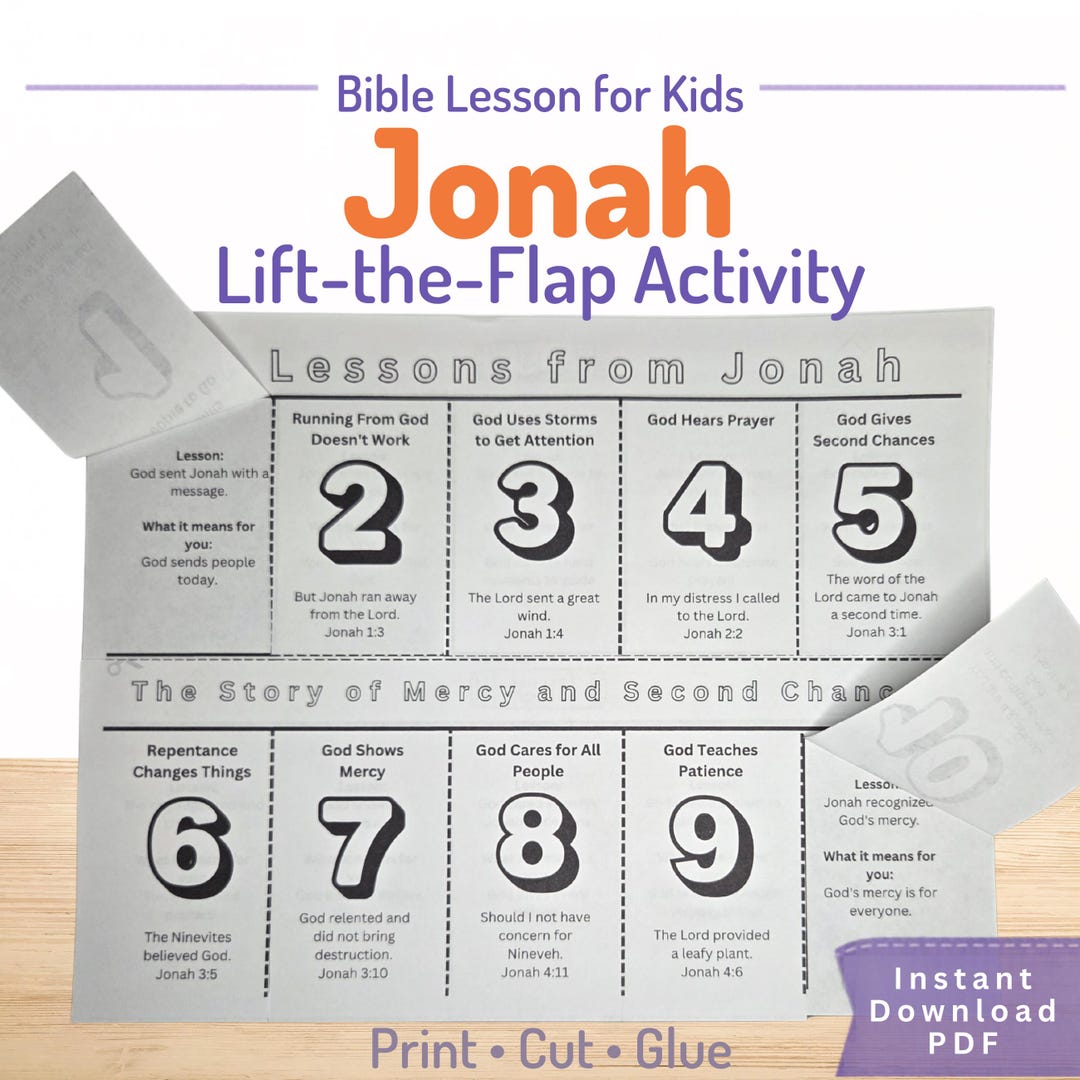 Jonah Bible Lesson Activity for Kids | Sunday School Craft Printable ...