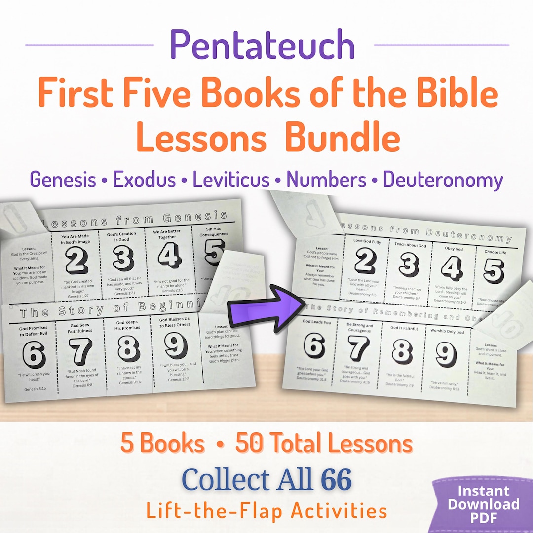 First Five Books Bible Activity Bundle for Kids | Sunday School Craft ...