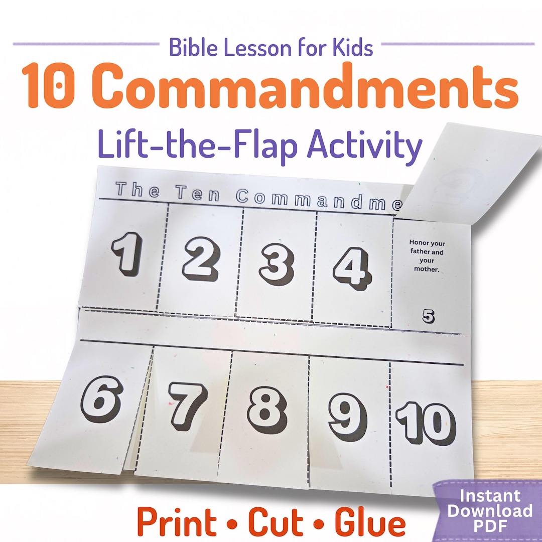 Ten Commandments Activity for Kids | Bible Craft Printable PDF ...
