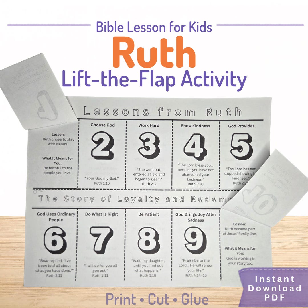 Ruth Bible Lesson Activity for Kids | Sunday School Craft Printable ...