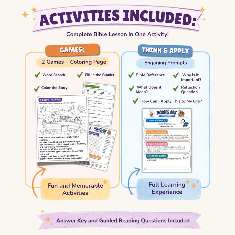 Understanding Noah’s Ark | Bible Lesson Activity for Kids Printable - Etsy