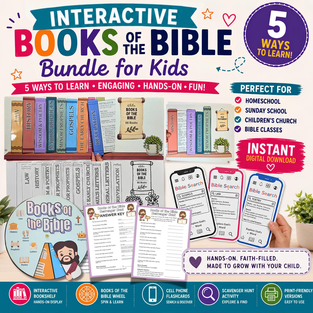 Interactive Books of the Bible Bundle for Kids | 5 Bible Activities ...