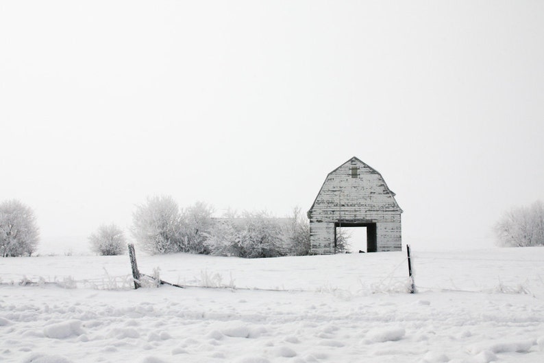 Barn Print Iowa Photography Winter Country Roads Landscape Photo Rural ...