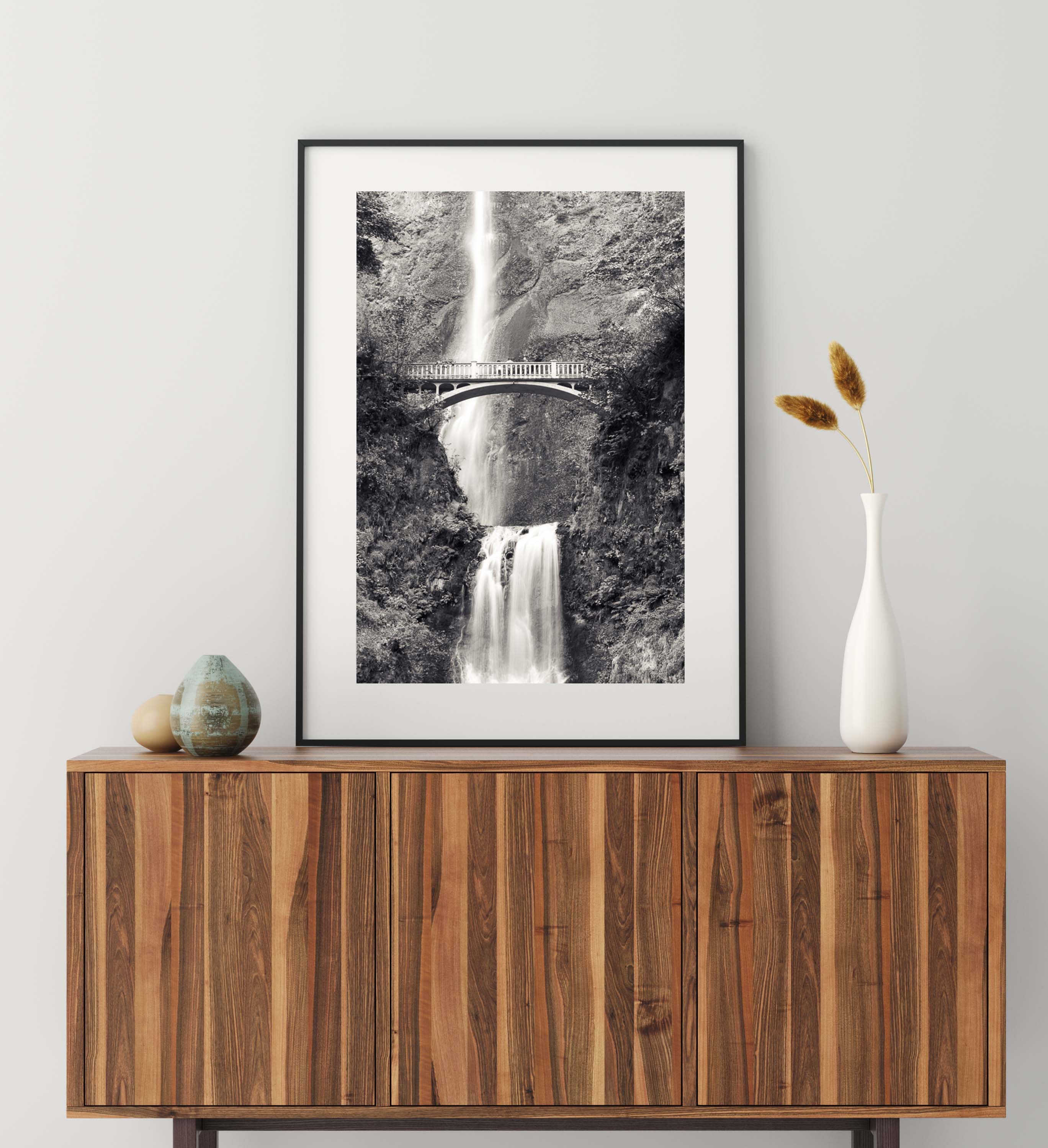 Multnomah Falls Photography Print Black and White Waterfall - Etsy