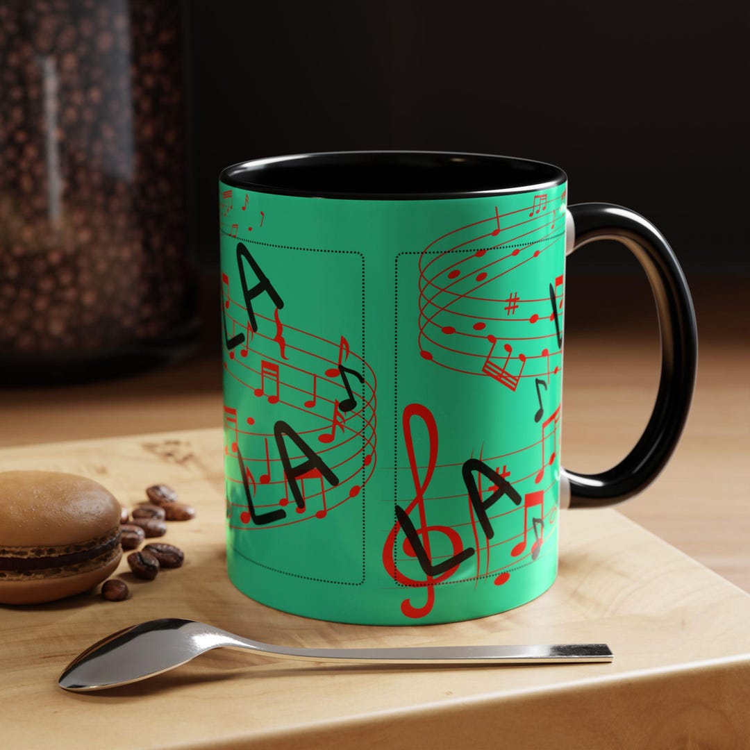 Music Notes Coffee Mug | Teal Ceramic Gift for Music Lover - Etsy