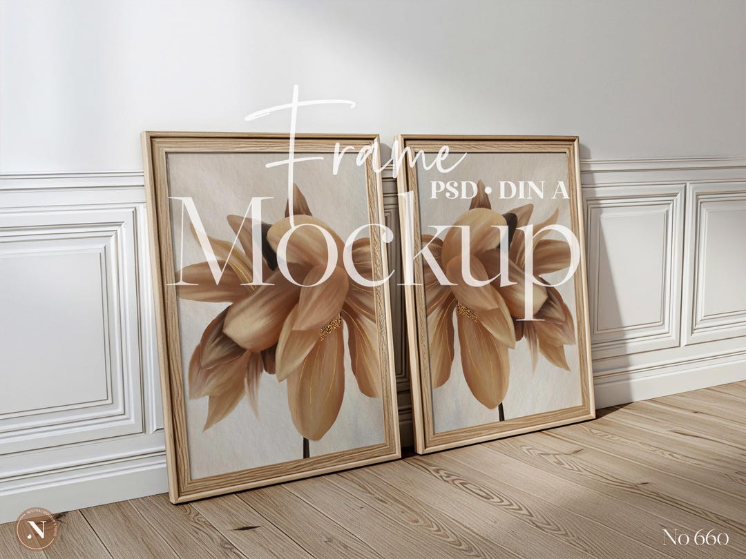 2 Frame Mockup Set PSD | Double Vertical Poster Frames | Neutral ...