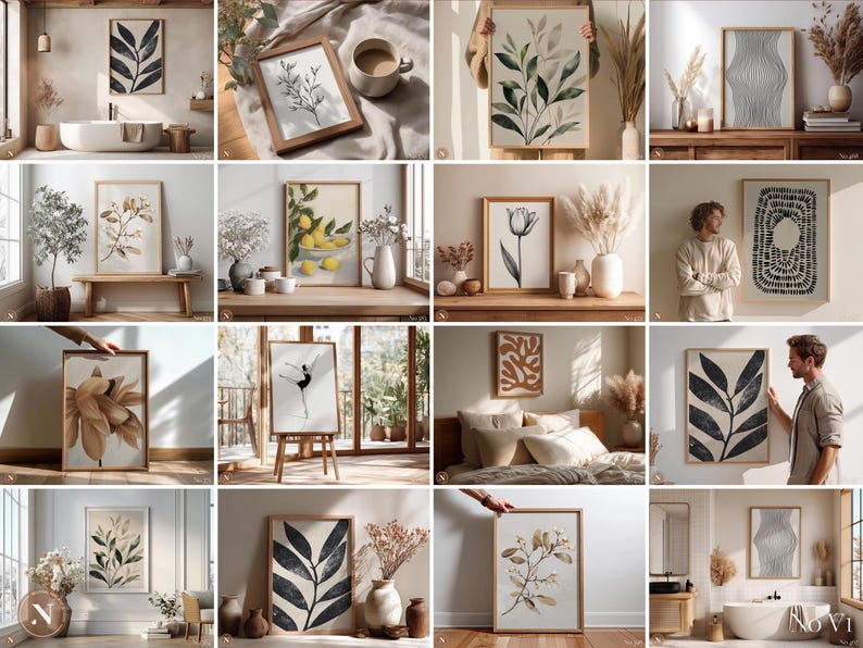 100 Vertical Frame Mockup Bundle | PSD | Neutral Interior Wall Art ...