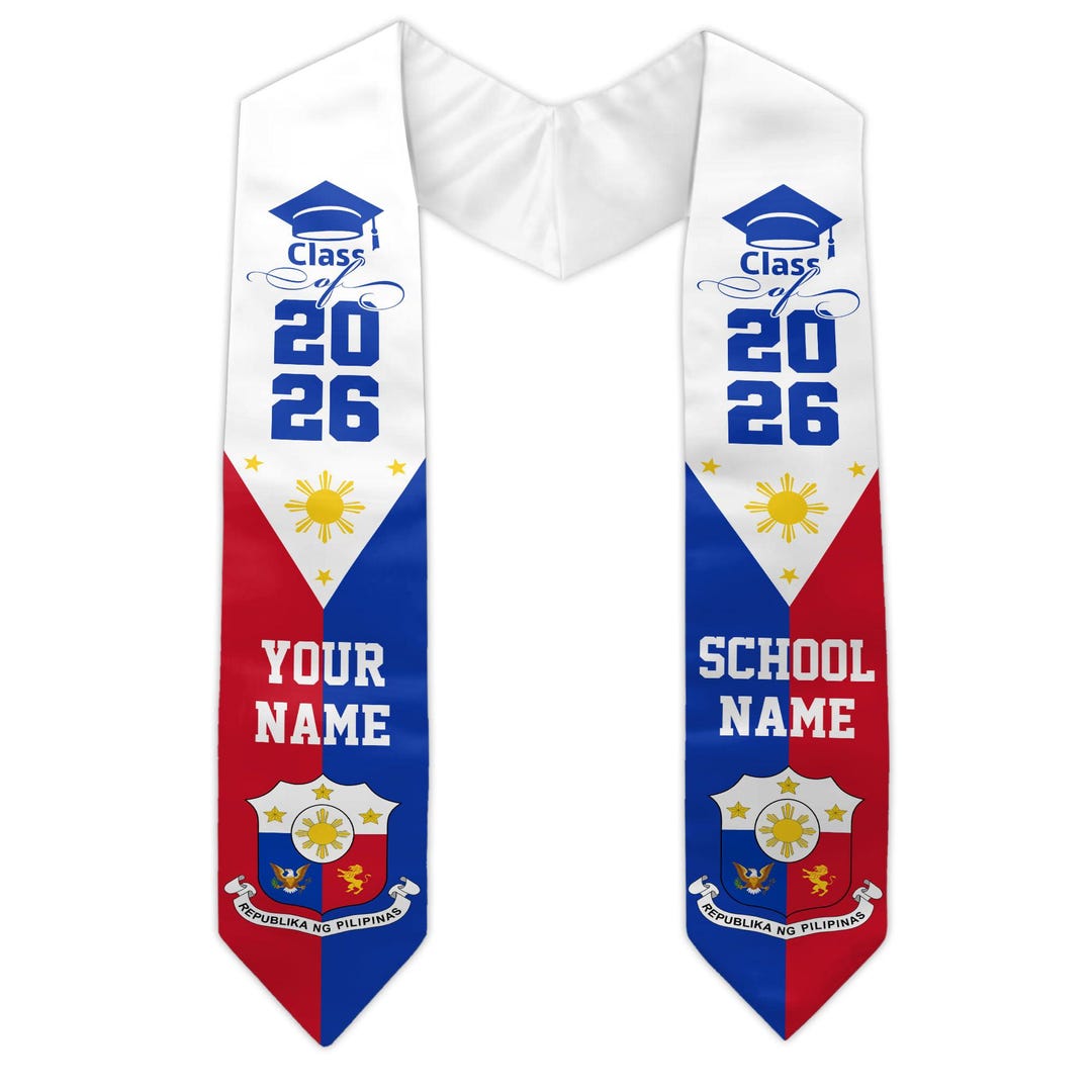 Customize Filipino Graduation Sash, Philippines Graduation Stole ...