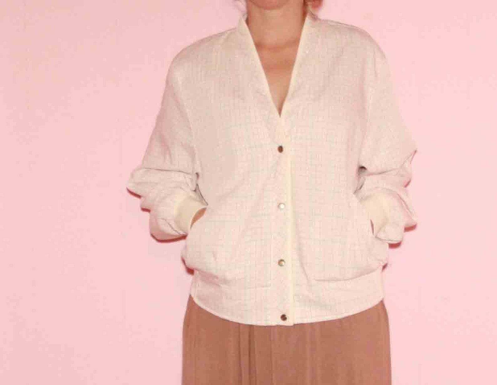 White Cross Check Jacket - Etsy