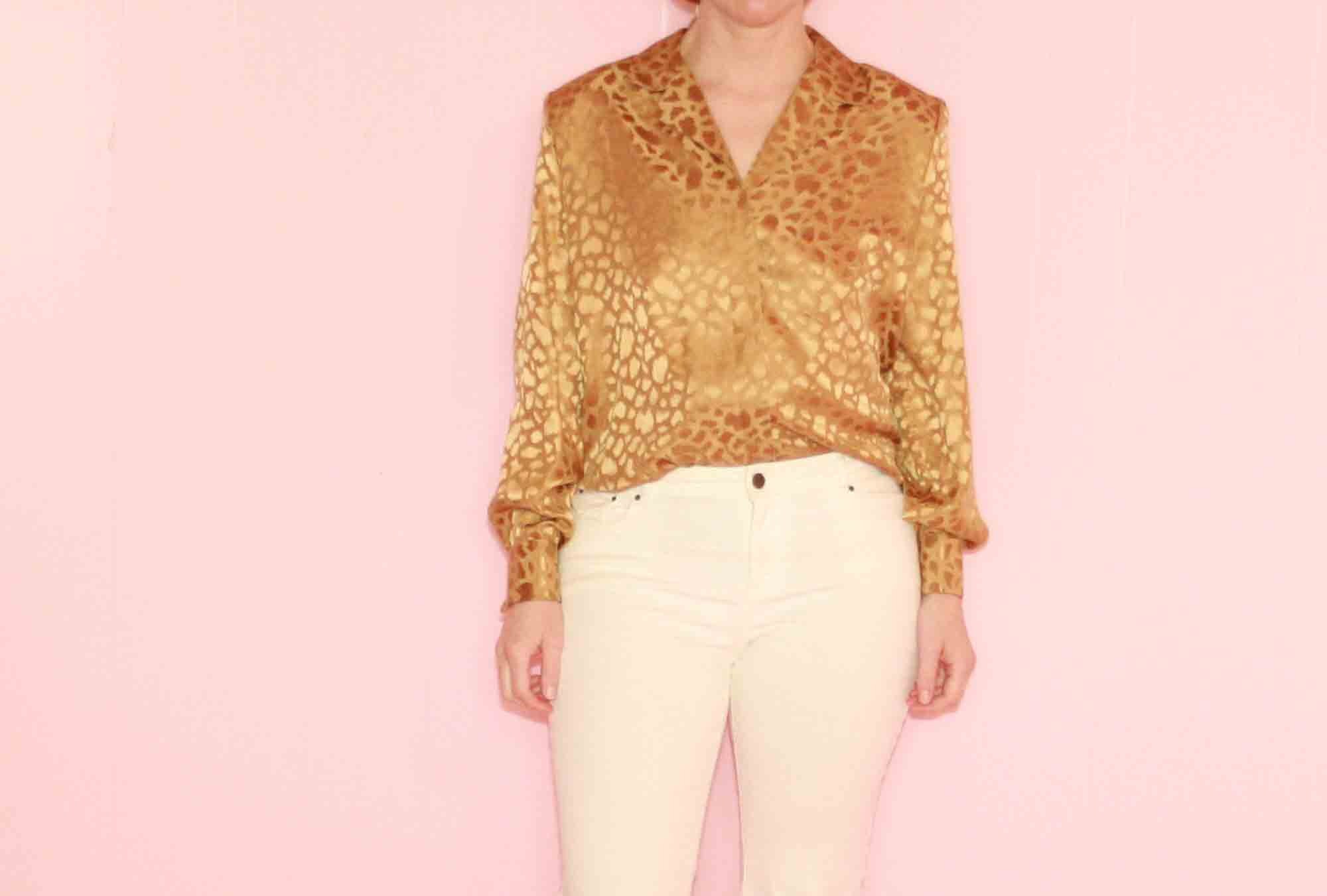 Gold Silk Blouse - Etsy