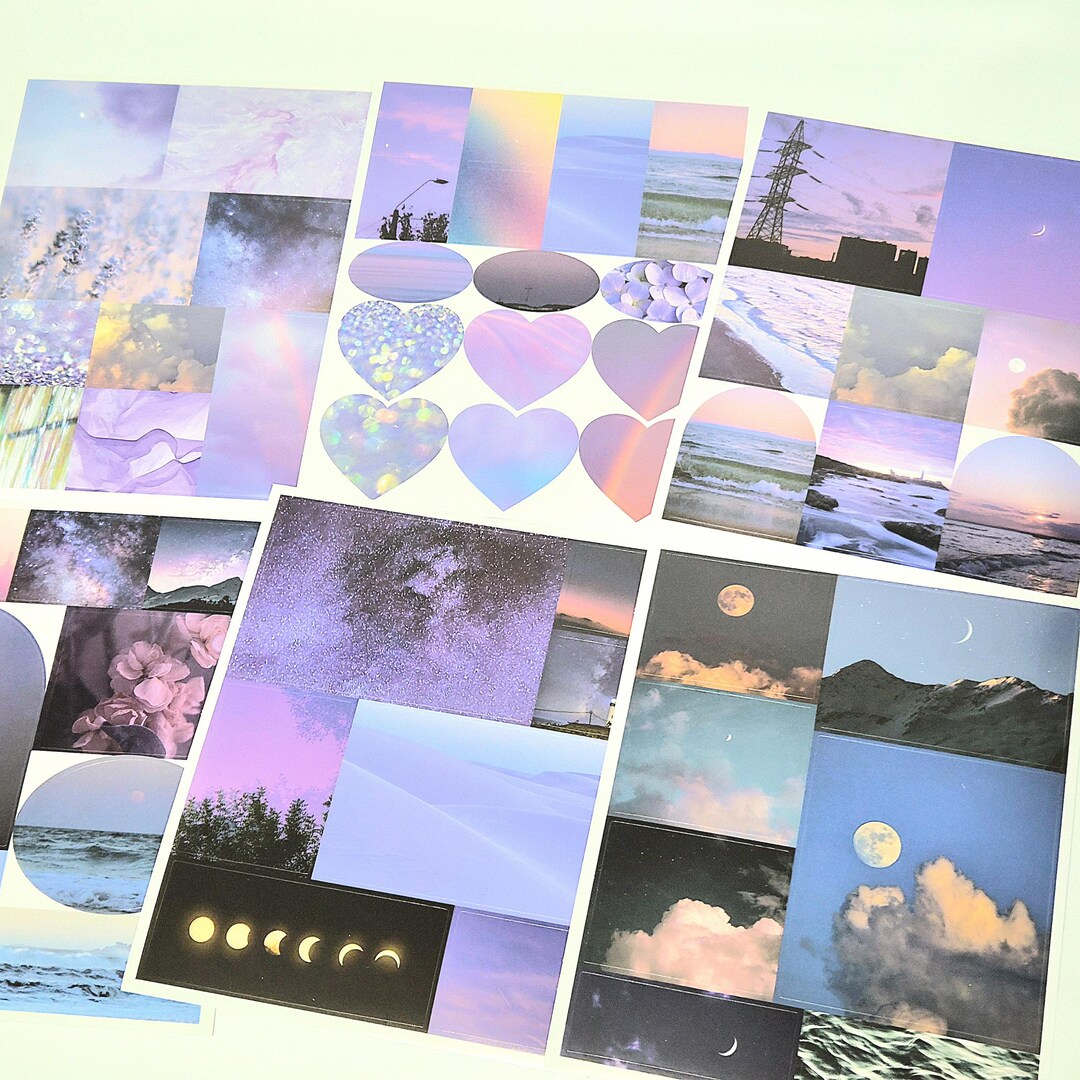 Purple Sky Moon Sticker Set, Journal Planner Stickers - Etsy