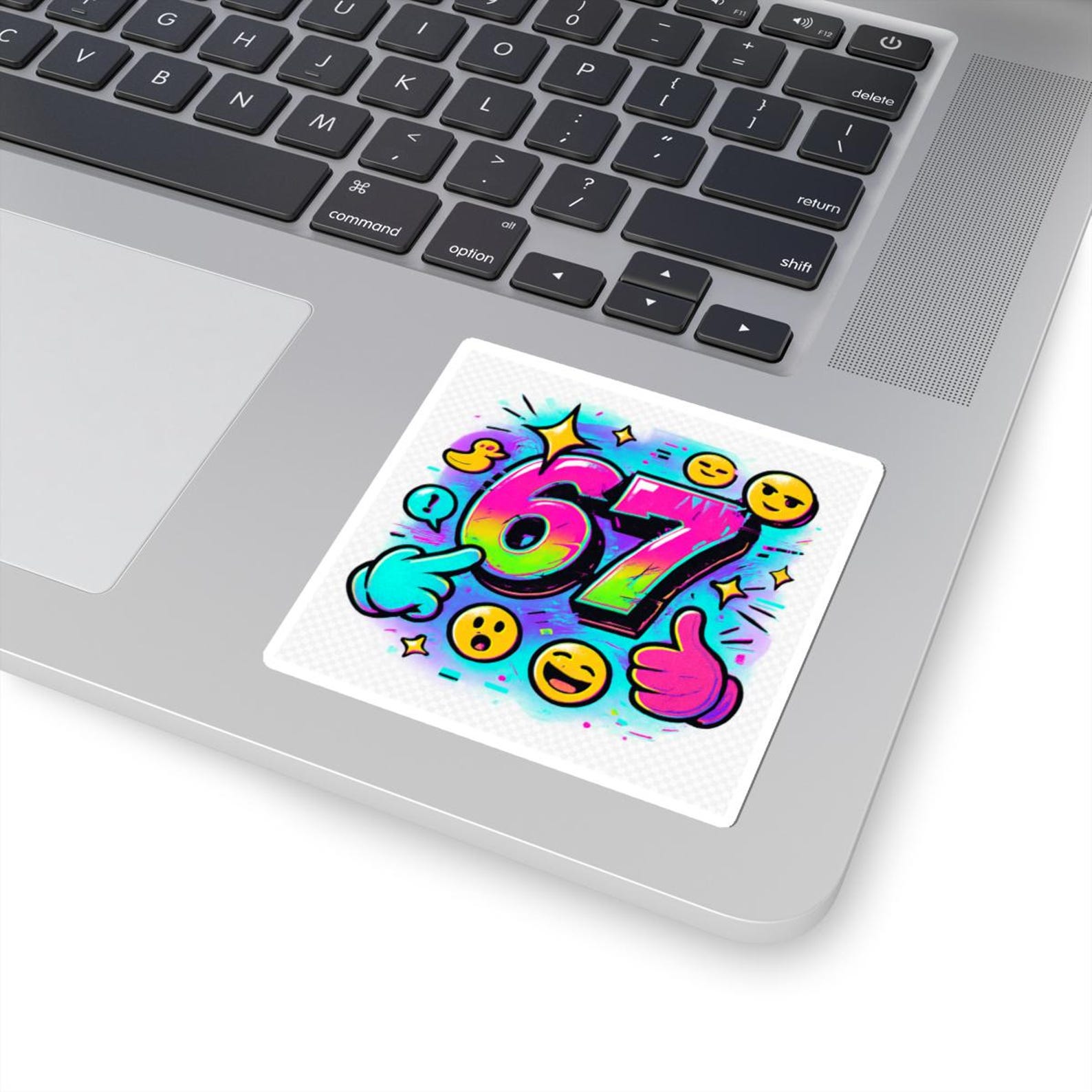Colorful Number 67 Sticker | Kiss-cut Vinyl, Emojis & Thumbs Up - Etsy