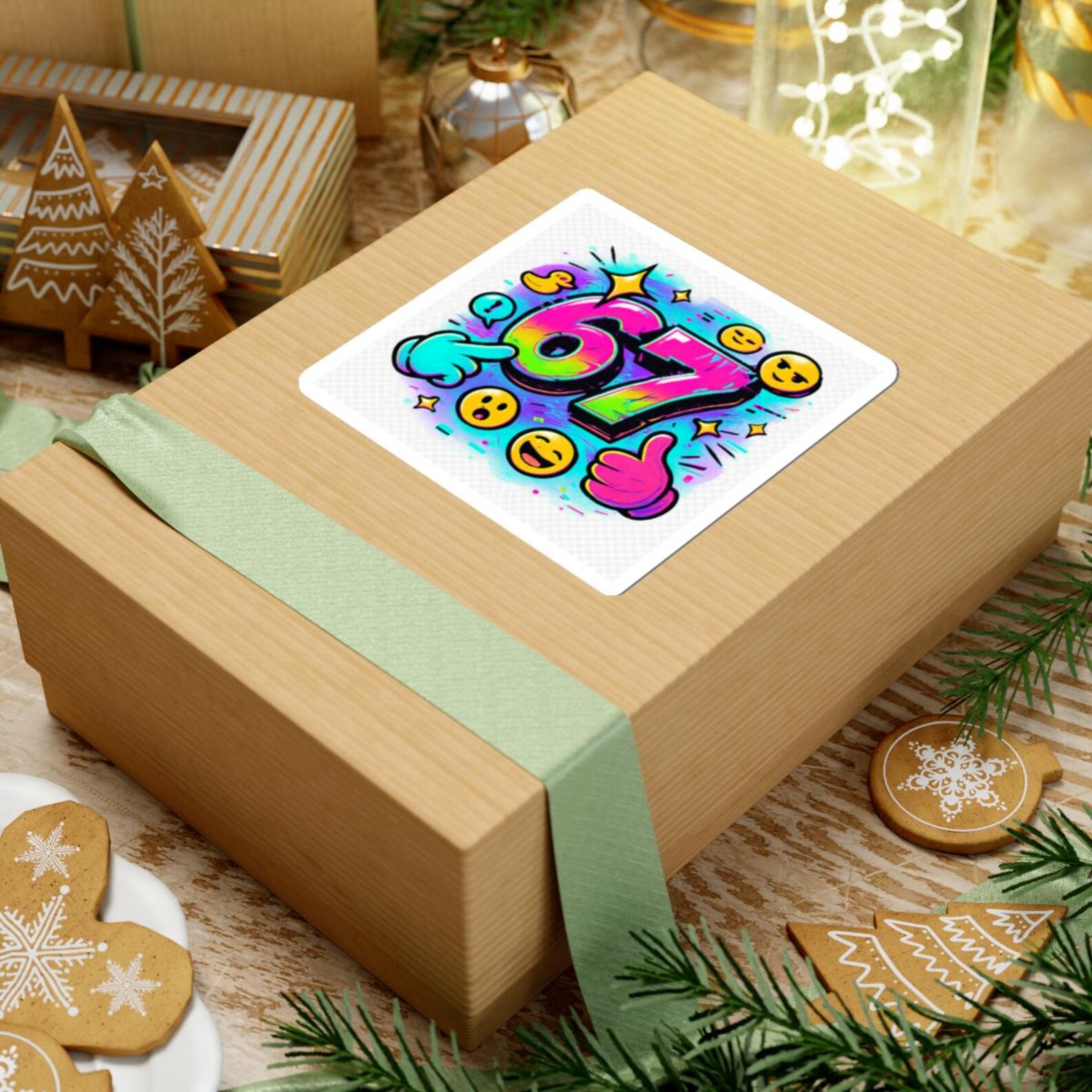Colorful Number 67 Sticker | Kiss-cut Vinyl, Emojis & Thumbs Up - Etsy