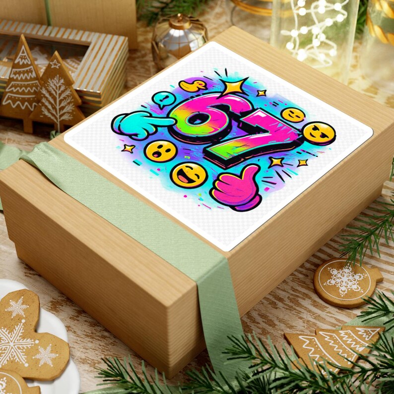 Colorful Number 67 Sticker | Kiss-cut Vinyl, Emojis & Thumbs Up - Etsy